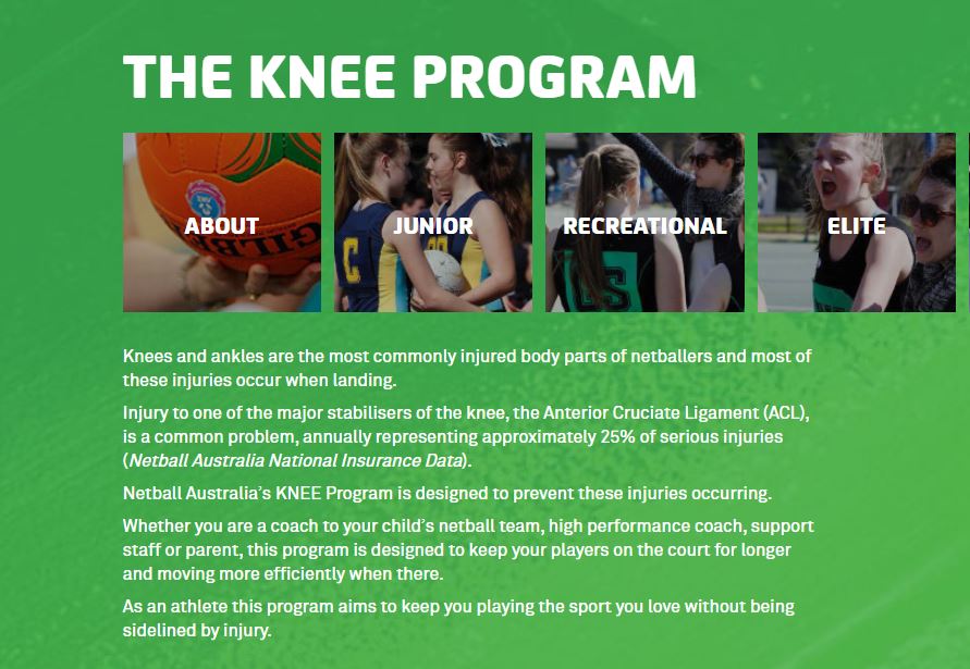 Southern Districts Netball Association | The Knee Program