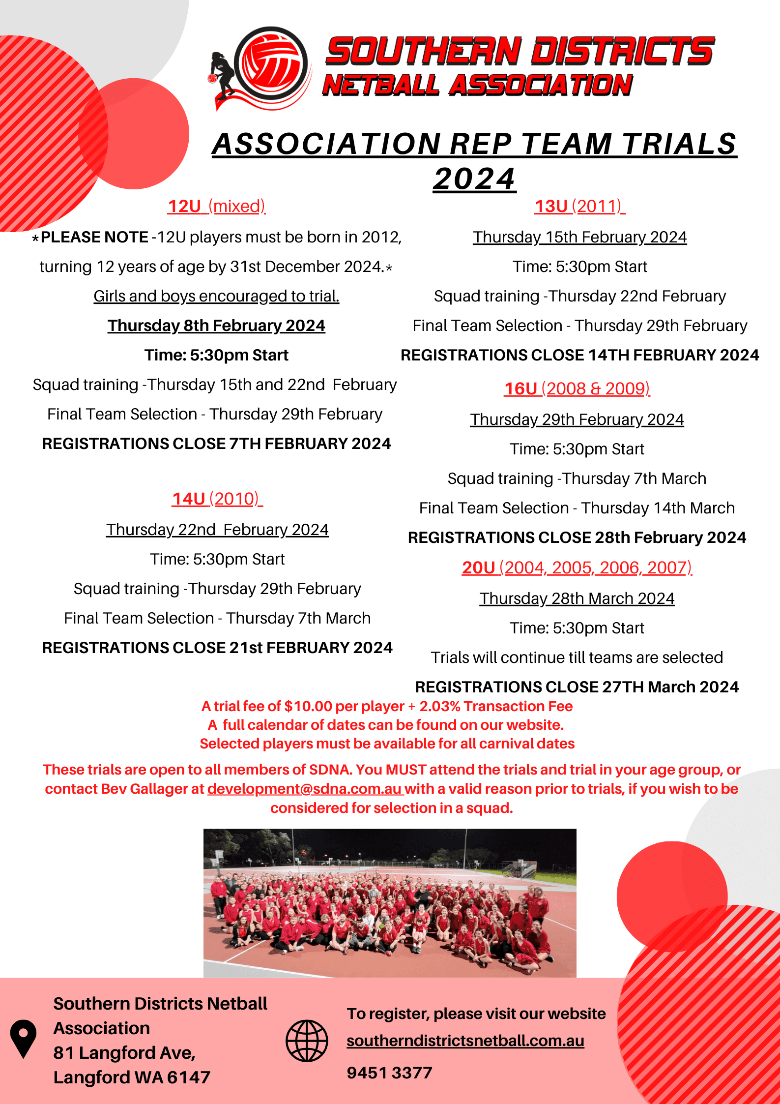 Southern Districts Netball Association | Association Rep Teams
