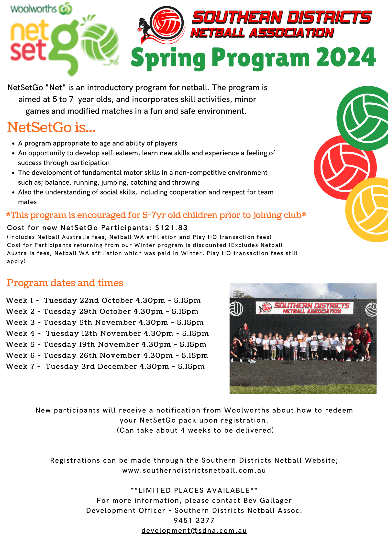 Southern Districts Netball Association | NetSetGO – NEWCOMERS (5-7 YEARS)