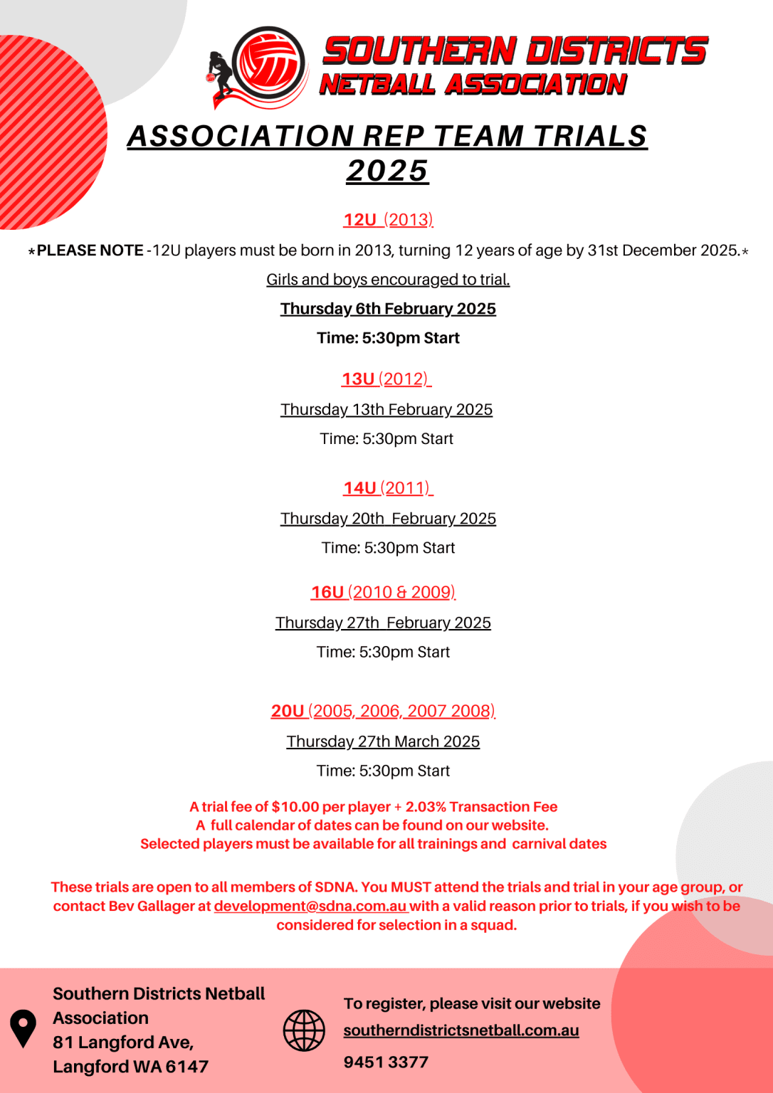 Southern Districts Netball Association | Association Rep Teams